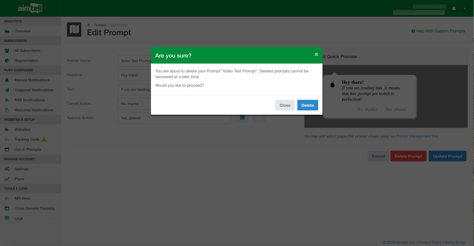 Remove/Delete a Prompt